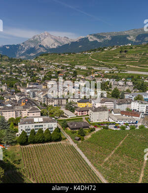 SION, SWITZERLAND - Aerial view of Sion Stock Photo - Alamy