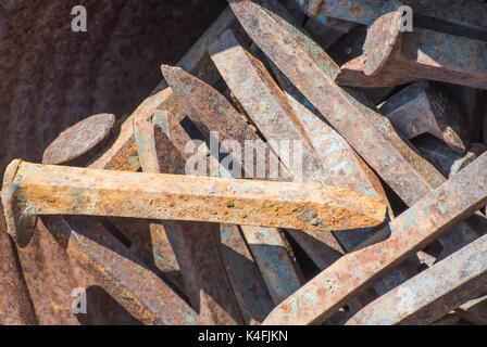 Old rusty railroad spikes Stock Photo - Alamy