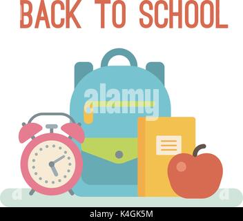 school supplies and alarm clock Stock Vector Image & Art - Alamy