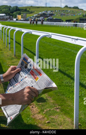 Man read bet newspaper at horse racing Stock Photo - Alamy