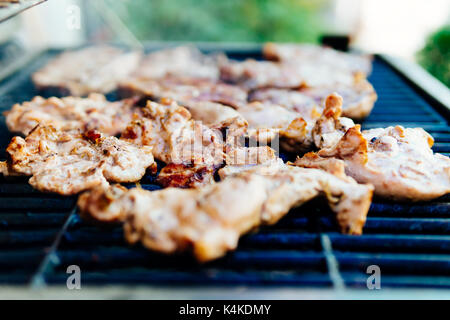 Chicken Stakes On Barbecue Grill Stock Photo - Alamy