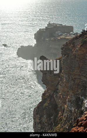 View of the Lighthouse of Nazare (Nazareth) from the cliffs. Portugal ...