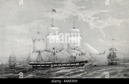 An American packet ship of the Black Ball Line Stock Photo - Alamy