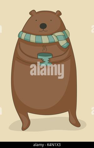 Cute bear cartoon wearing scarf and red hat on ice skating Stock Vector ...