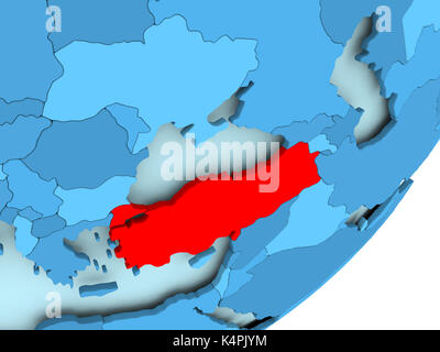 Turkey in red on blue political map. 3D illustration Stock Photo - Alamy
