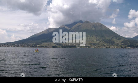 IMBABURA, ECUADOR - 2017: View of Lago San Pablo and Cerro Imbabura ...