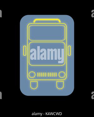 Yellow bus line Glow icon in dark background Vector Stock Vector Image ...