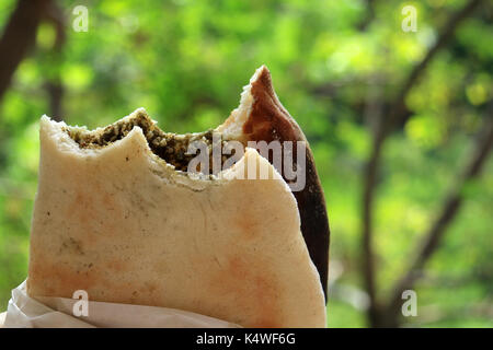 A zaatar mankousheh, the traditional Lebanese breakfast Stock Photo - Alamy