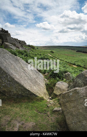 Beautiful landscape image of Burbage Edge and Rocks in Summer in Peak ...