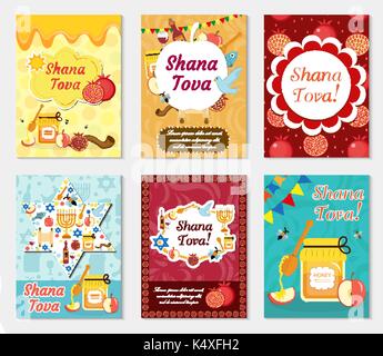 Card for Jewish new year holiday. Rosh Hashanah. Template for postcard or invitation card. Happy ...