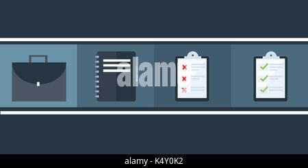 business briefcase folder and paper document office vector illustration ...