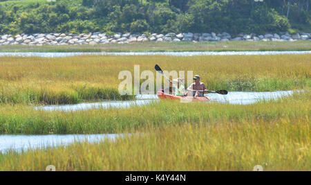 Kayaking through the marsh at Fort Hill in the Cape Cod National ...