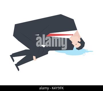 Sad boss cartoon character with tears. Businessman emoticon. Vector ...