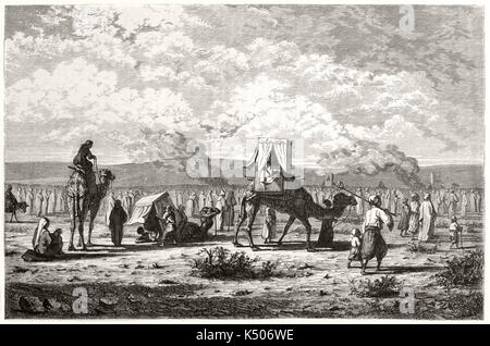 Pilgrims journey to Jerusalem, illustration from 14th century ...