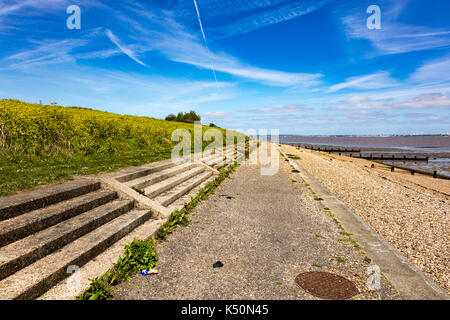 beach and groynes in the village of grain on the isle of grain on the ...