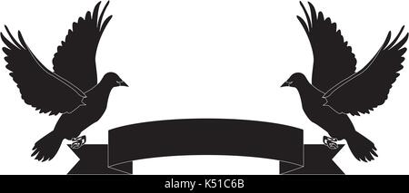 two doves holding a banner ribbons clip art isolated on white ...