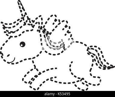 dotted shape pretty unicorn with nice hair and horn Stock Vector Image ...
