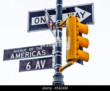 Avenue of the Americas street sign at 6th Avenue in New York, America ...