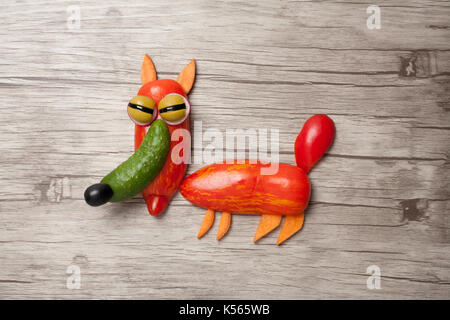 Cunning fox made of fresh vegetables on white background Stock Photo ...