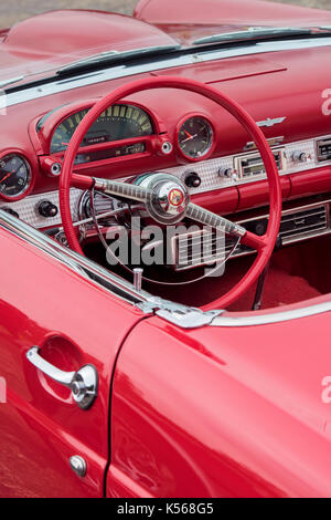 1955 Convertible Ford Thunderbird interior. Classic American T bird ...