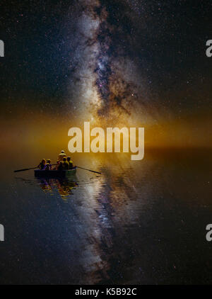 boat under milky way Stock Photo - Alamy