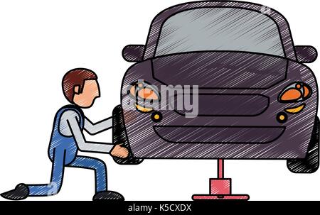 vector cartoon of car mechanic repairman working in garage Stock Vector ...