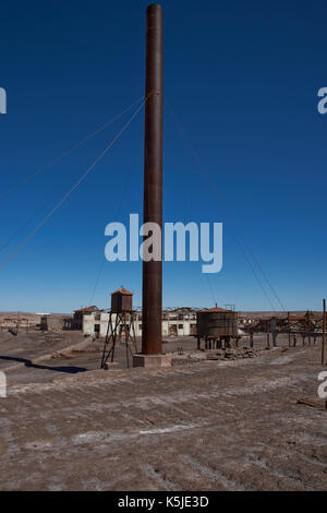 Derelict nitrate mining town of Chacabuco in the Atacama Desert of ...