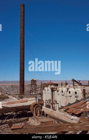 Derelict nitrate mining town of Chacabuco in the Atacama Desert of ...