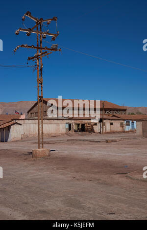 Derelict nitrate mining town of Pedro de Valdivia in the Atacama Desert ...