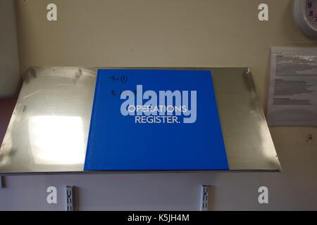Operations Register Book, Hospital Operating Theatre. UK, 2017 Stock ...