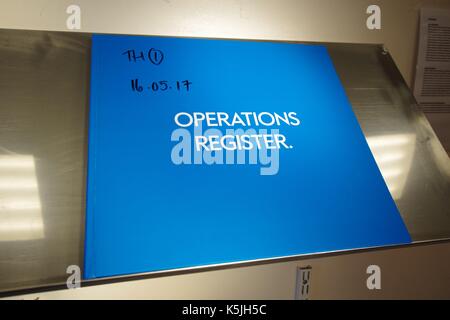 Operations Register Book, Hospital Operating Theatre. UK, 2017 Stock ...