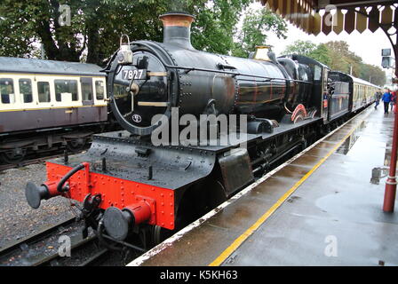 Steam locomotive GWR Manor Class No 7827 Lydham Manor at Kingswear ...