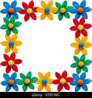 Plasticine frame with flowers Stock Photo - Alamy