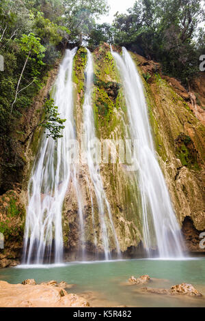 Waterfall in tropical forest of Samana, landscape photography of ...