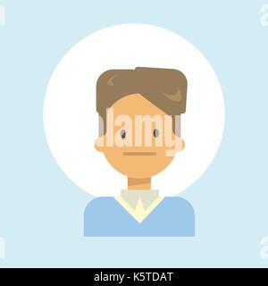 Illustration of a young boy with a neutral facial expression in a ...