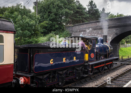 Y14 steam locomotive engine in Weybourne station, North Norfolk Railway ...