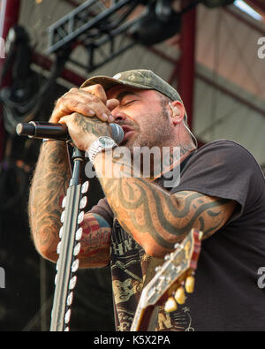 Singer Aaron Lewis of the band Staind performs at Rock on the Range ...