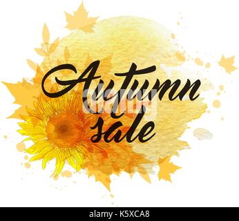 watercolor autumn sale background vector design illustration Stock ...