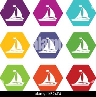 Ship icon set color hexahedron Stock Vector Image & Art - Alamy