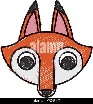 cute scribble fox face cartoon Stock Vector Image & Art - Alamy