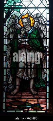 Devil stained glass, St. Peter`s Church, Ashby Parva, Leicestershire ...