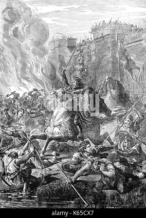 The sack of Rome in 410 by king Alaric I and the Visigoths Stock Photo ...