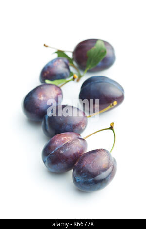 Isolated plums, blue plum fruit isolated on white background, fresh ...