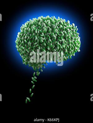 Human brain with pills, illustration Stock Photo - Alamy