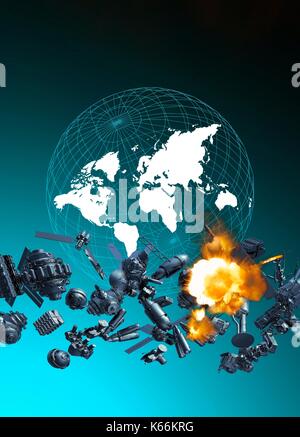Space junk orbiting Earth, illustration Stock Photo - Alamy