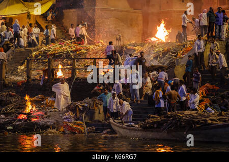 A cremation ghat in Varanasi, India Stock Photo - Alamy