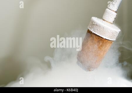 closeup of a transfer of liquid nitrogen Stock Photo - Alamy