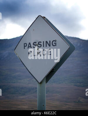 Passing Place road sign. Ross and Cromarty, Scotland, United Kingdom ...