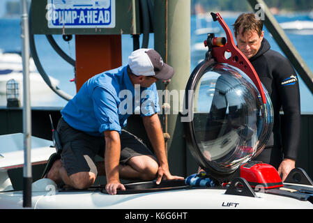 Prototype personal two-man submarine is prepared for test dive ...