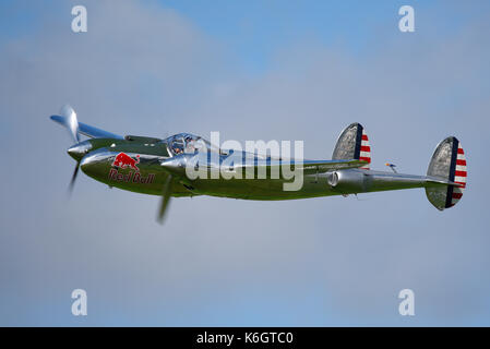 Flying Bulls Red Bull sponsored Lockheed P-38 Lightning fighter plane ...